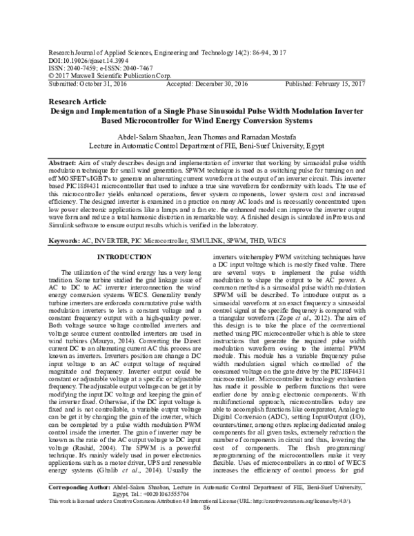 Pdf Design And Implementation Of A Single Phase Sinusoidal Pulse