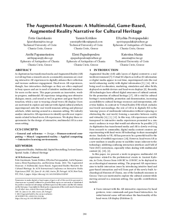 (PDF) The Augmented Museum: A Multimodal, Game-Based, Augmented Reality Narrative for Cultural ...