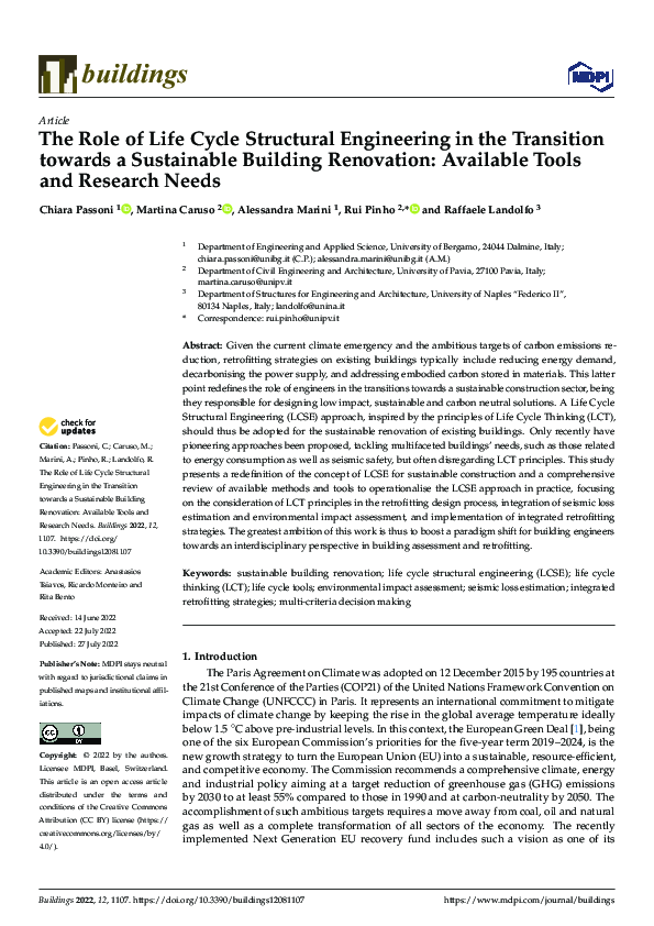 (PDF) The Role of Life Cycle Structural Engineering in the Transition towards a Sustainable ...