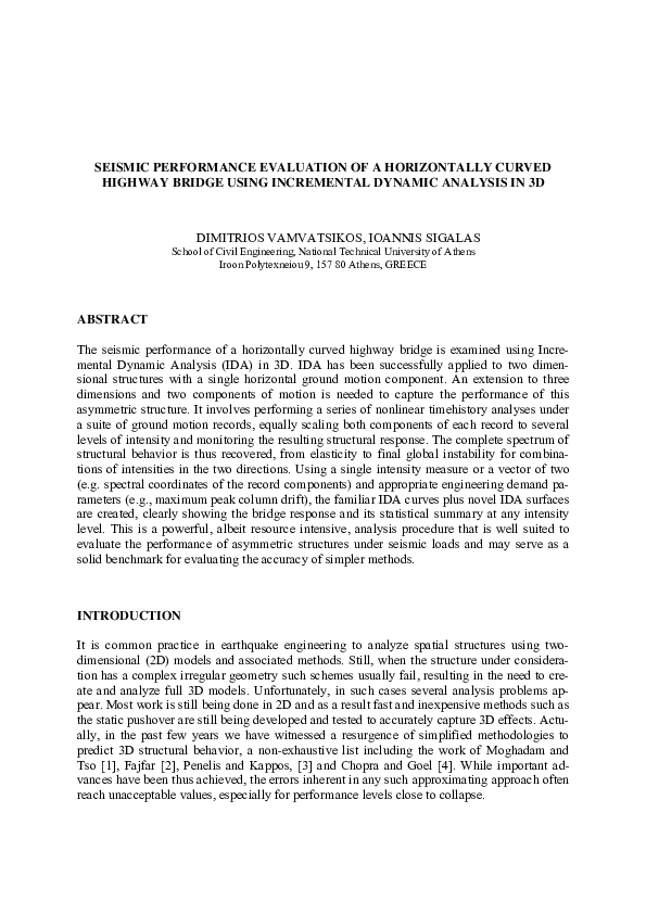 (PDF) Seismic performance evaluation of a horizontally curved highway bridge using incremental ...