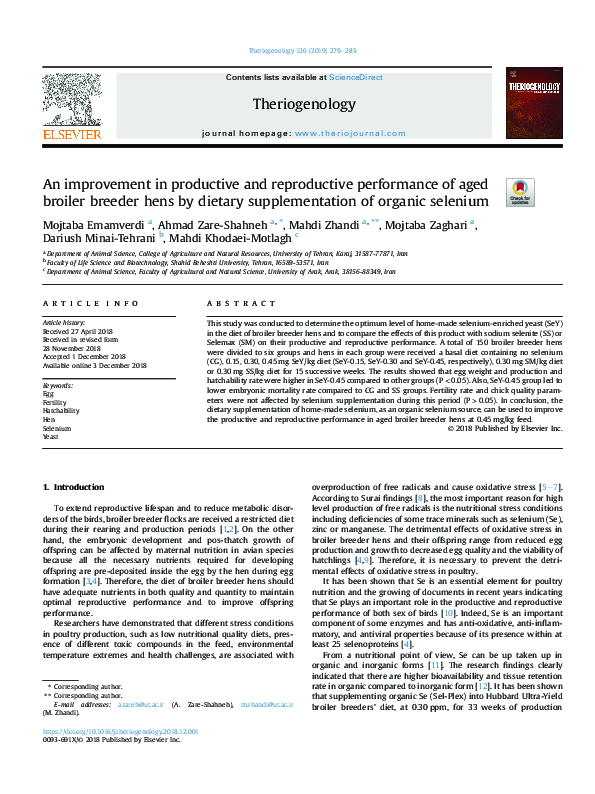 (PDF) An improvement in productive and reproductive performance of aged broiler breeder hens by ...