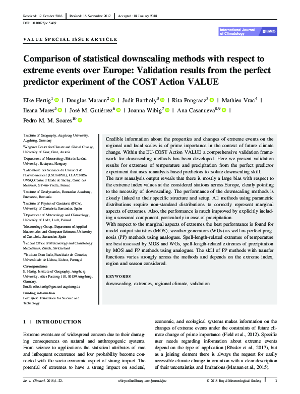 (PDF) Comparison of statistical downscaling methods with respect to ...