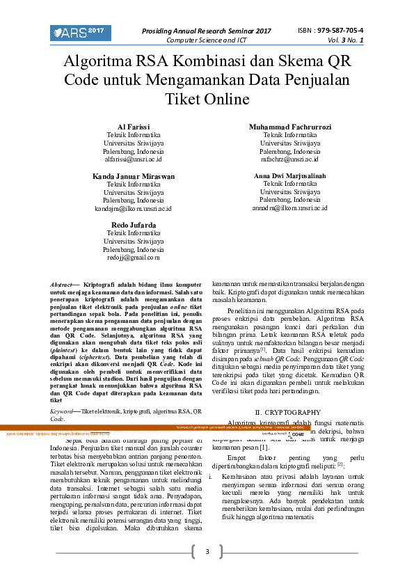 (PDF) Algoritma RSA Kombinasi dan Skema QR Code untuk Mengamankan Data Penjualan Tiket Online ...
