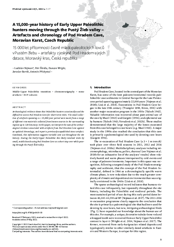 (PDF) A 15,000-year history of Early Upper Paleolithic hunters moving ...