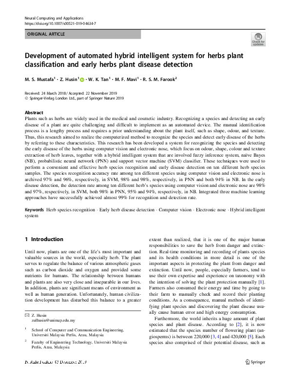 (PDF) Development of automated hybrid intelligent system for herbs plant classification and ...