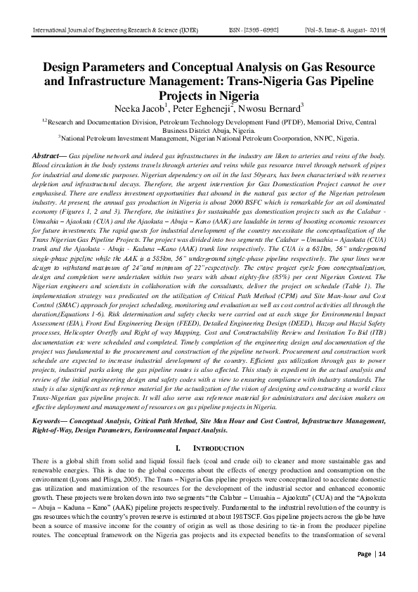 (PDF) Design Parameters and Conceptual Analysis on Gas Resource and Infrastructure Management ...