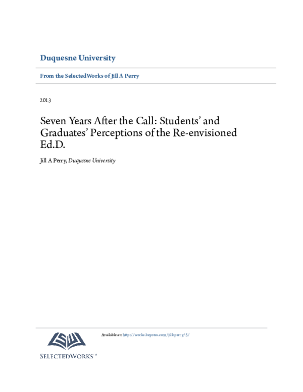 (PDF) Seven Years After the Call: Students’ and Graduates’ Perceptions ...