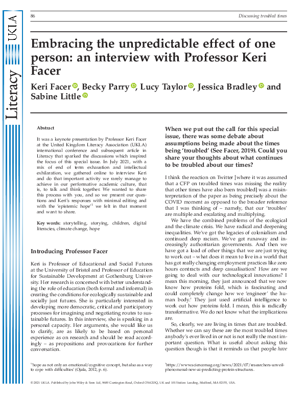 (PDF) Embracing the unpredictable effect of one person: an interview ...