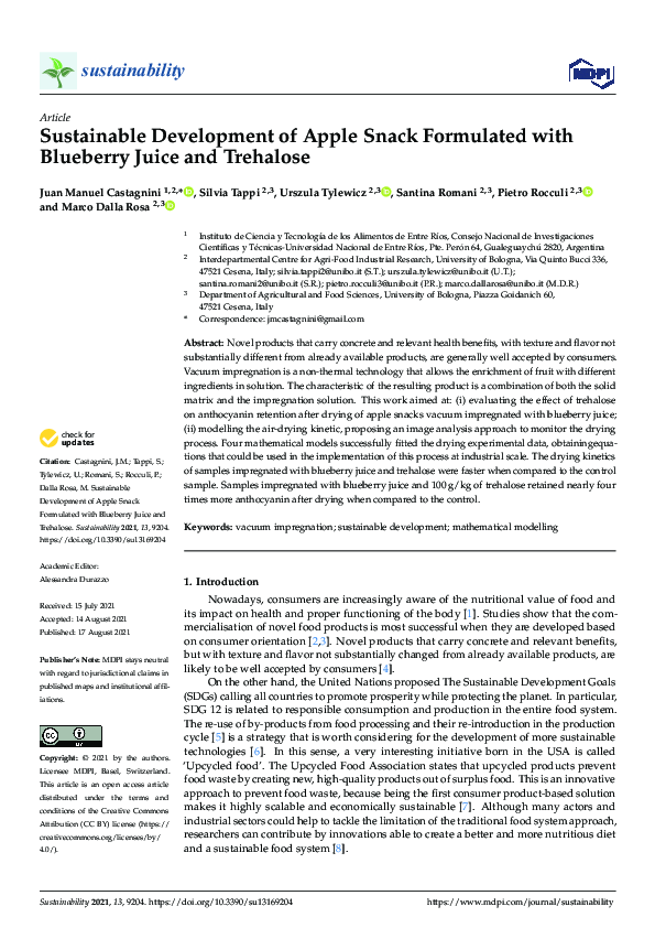 (PDF) Sustainable Development of Apple Snack Formulated with Blueberry ...