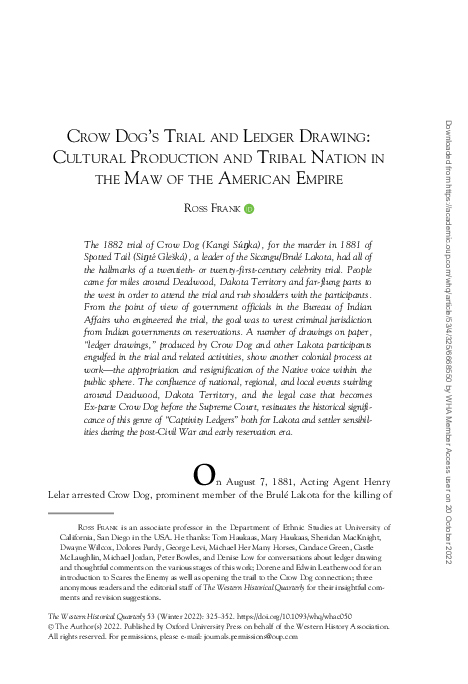 (PDF) CROW DOG'S TRIAL AND LEDGER DRAWING: CULTURAL PRODUCTION AND ...