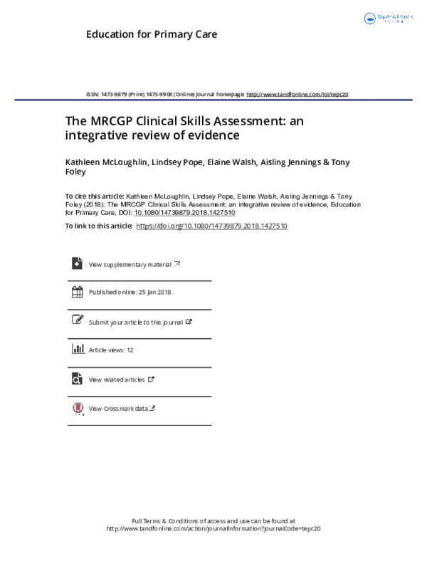 (PDF) The MRCGP Clinical Skills Assessment: an integrative review of ...