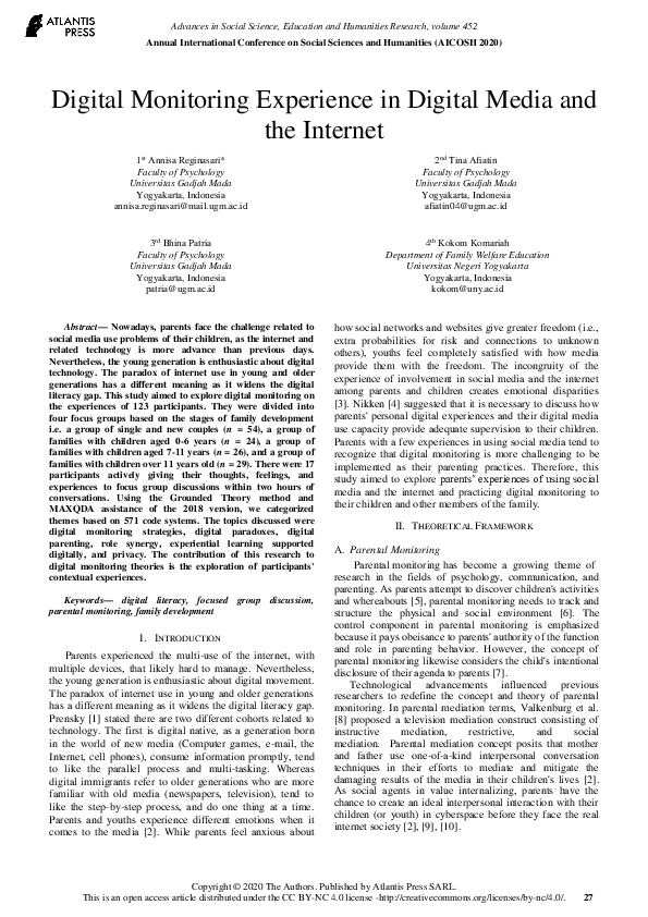 (PDF) Digital Monitoring Experience in Digital Media and the Internet