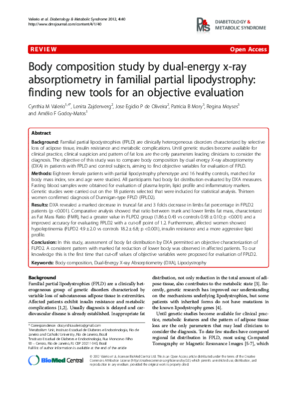 (PDF) Body composition study by dual-energy x-ray absorptiometry in ...