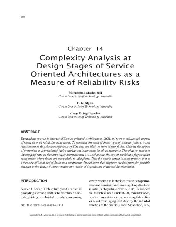 Pdf Complexity Analysis At Design Stages Of Service Oriented Architectures As A Measure Of