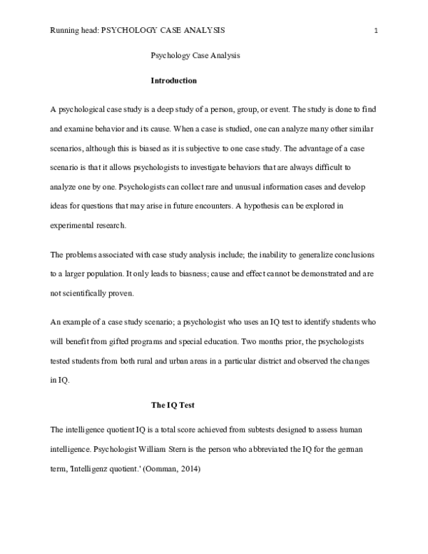 (DOC) Psychology case analysis