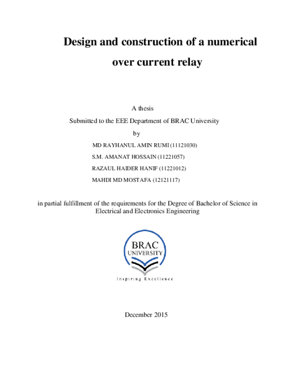 (PDF) Design and construction of a numerical over current relay