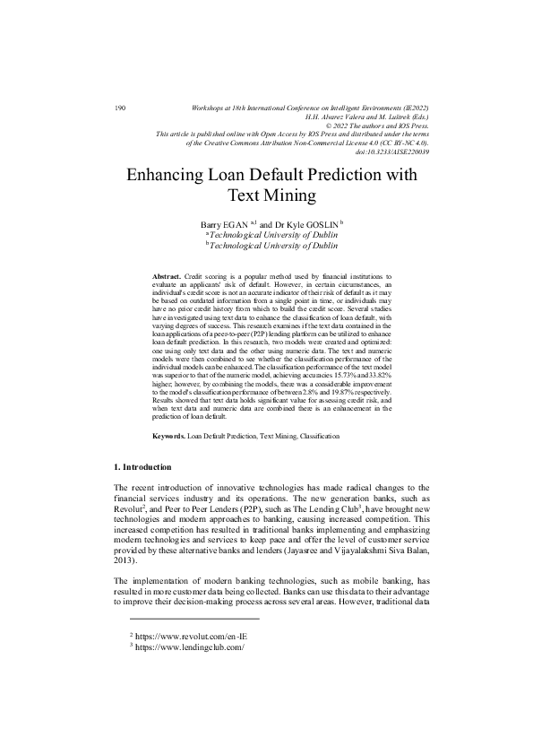(PDF) Enhancing Loan Default Prediction with Text Mining