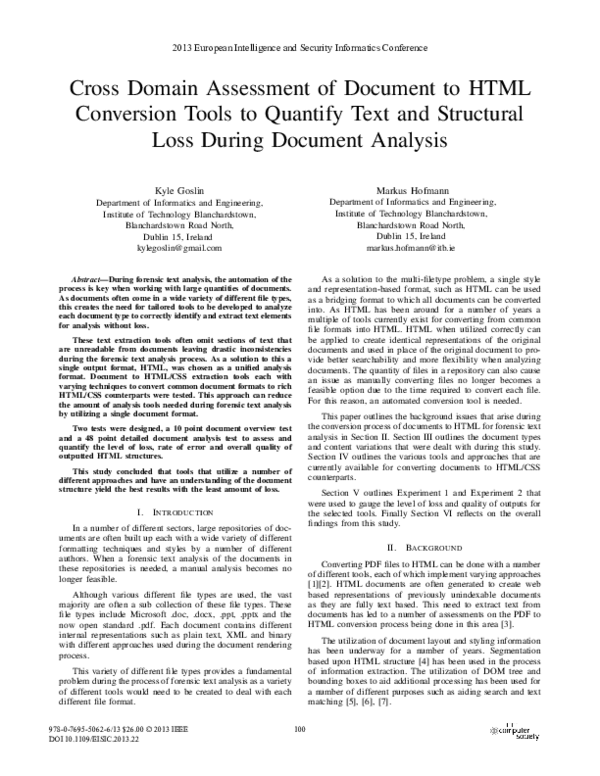 Pdf Cross Domain Assessment Of Document To Html Conversion Tools To
