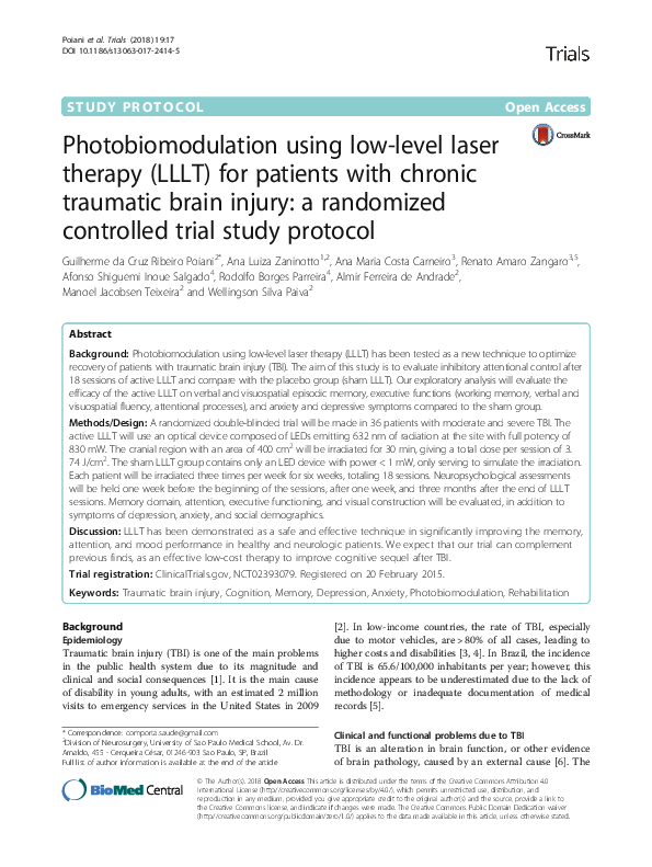 (PDF) Photobiomodulation using low-level laser therapy (LLLT) for ...