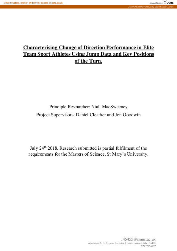 (PDF) Characterising change of direction performance in elite team ...