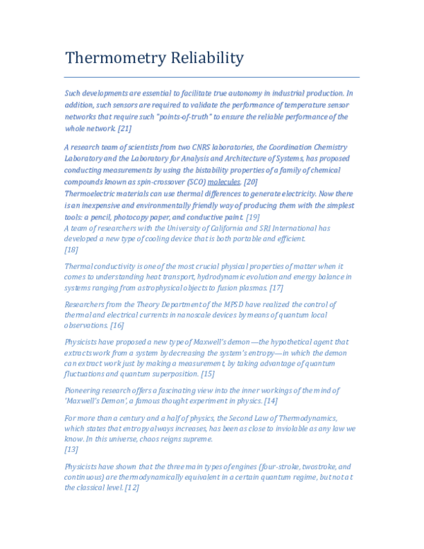Pdf Thermometry Reliability