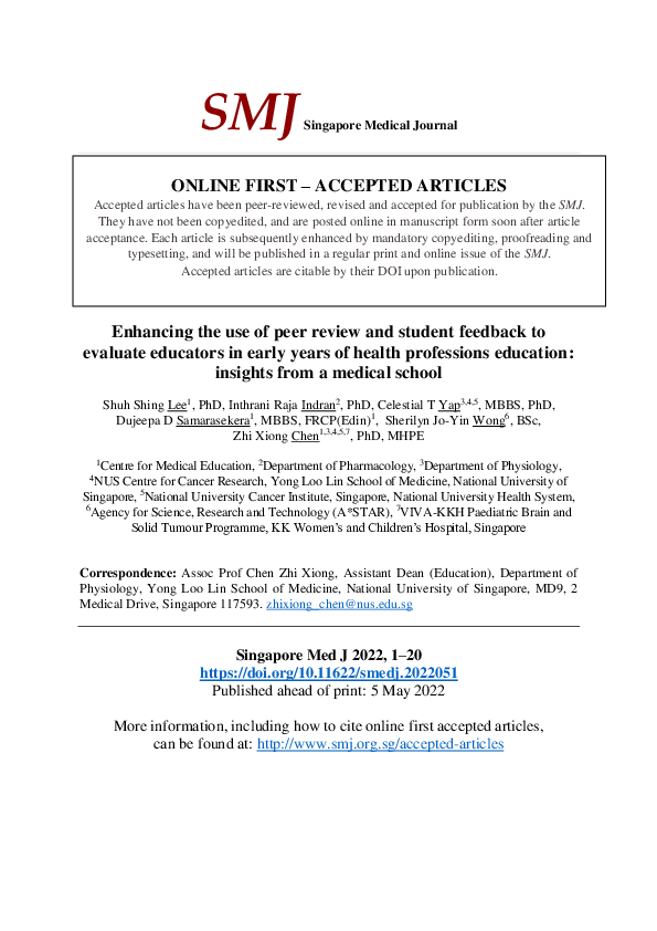 (PDF) Enhancing the use of peer review and student feedback to evaluate ...