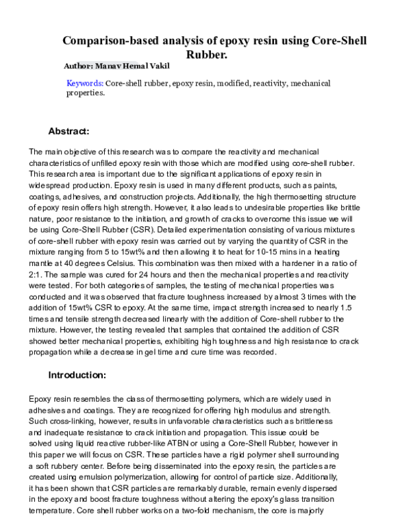 (PDF) Comparison-based analysis of epoxy resin using Core-Shell Rubber