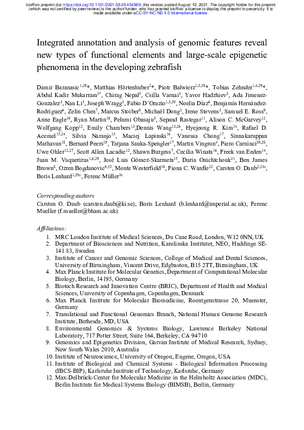Pdf Integrated Annotation And Analysis Of Genomic Features Reveal New