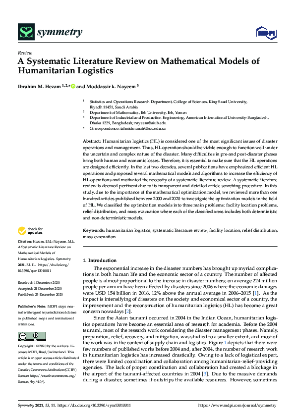 Pdf A Systematic Literature Review On Mathematical Models Of