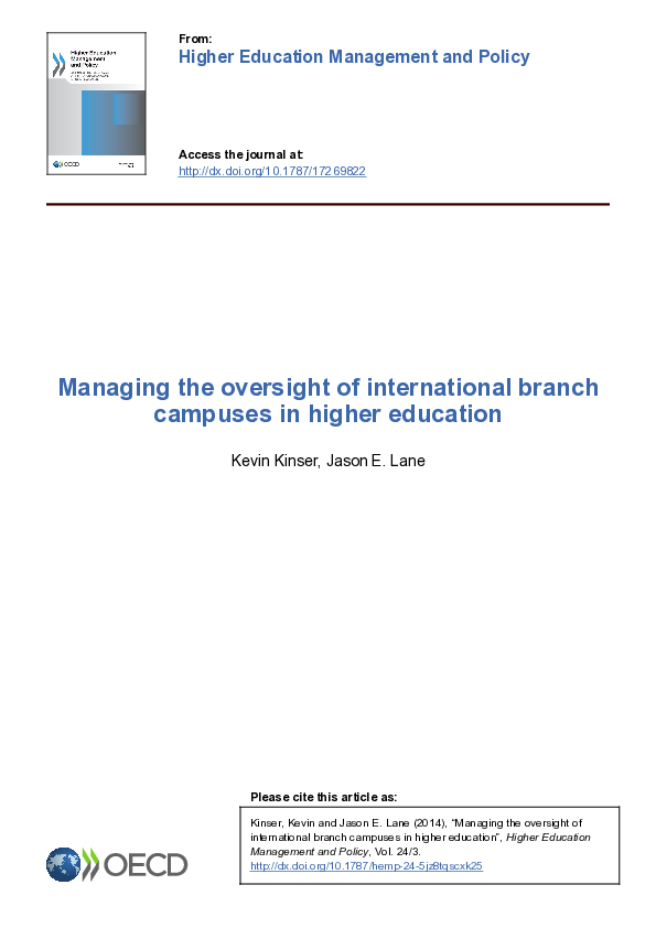 (PDF) Managing the oversight of international branch campuses in higher ...