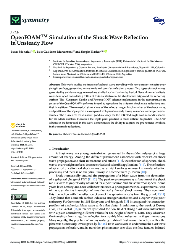 (PDF) OpenFOAMTM Simulation of the Shock Wave Reflection in Unsteady Flow