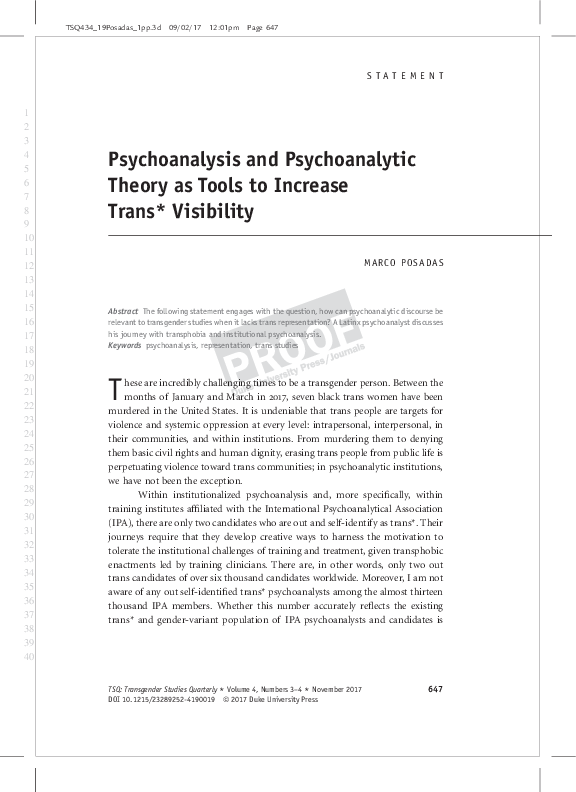 (PDF) Psychoanalysis and Psychoanalytic Theory as Tools to Increase ...