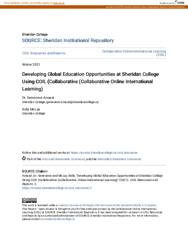 (PDF) Developing Global Education Opportunities at Sheridan College ...