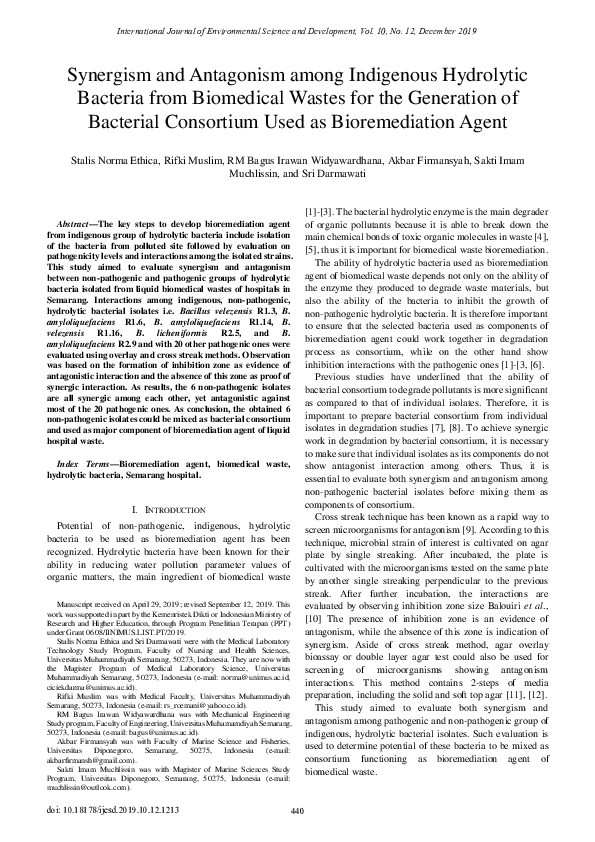 (PDF) Synergism and Antagonism among Indigenous Hydrolytic Bacteria ...