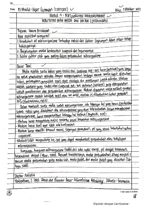 (PDF) Laporan Praktikum IL2104 Mikrobiologi Air - Pertumbuhan Mikroorganisme Kebutuhan Akan ...