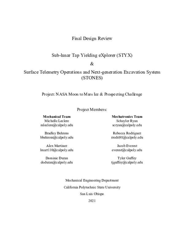 (PDF) Sub-lunar Tap Yielding eXplorer (STYX) & Surface Telemetry ...