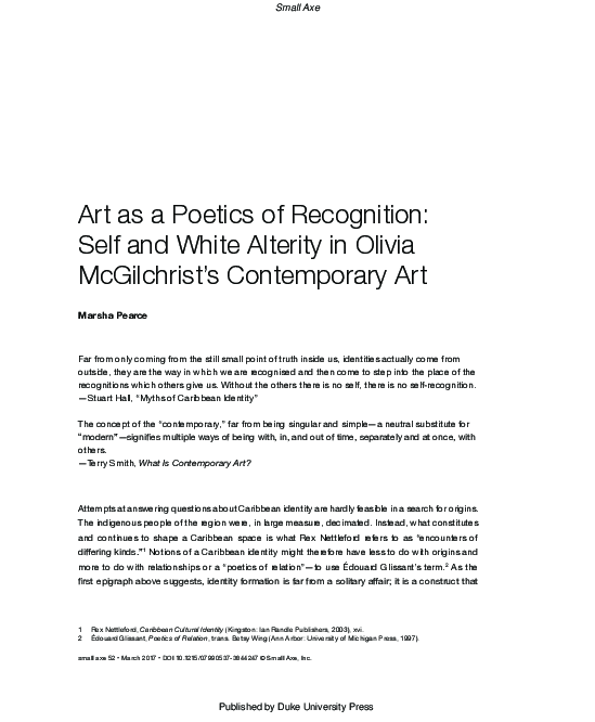 (PDF) Art as a Poetics of Recognition: Self and White Alterity in ...