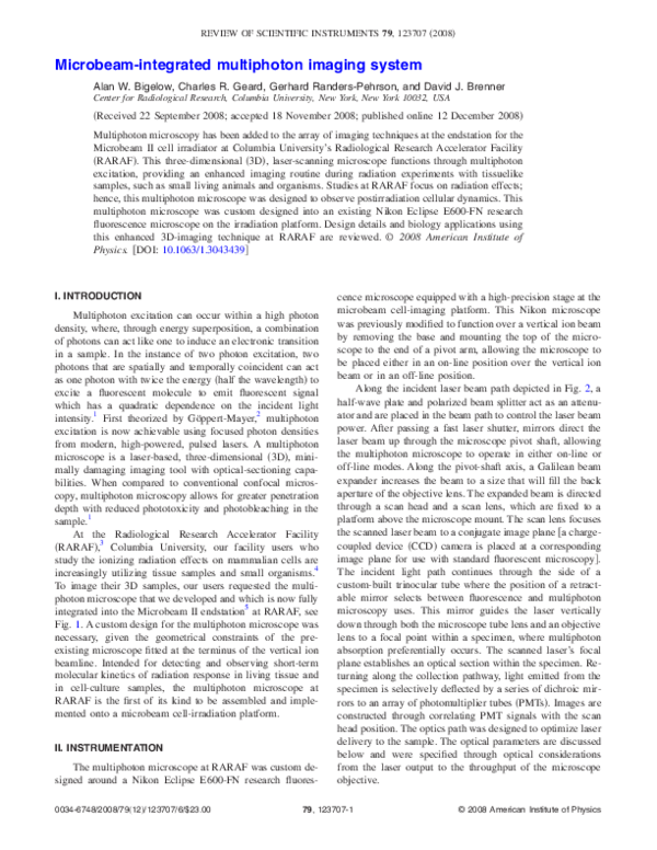 (PDF) Microbeam-integrated multiphoton imaging system