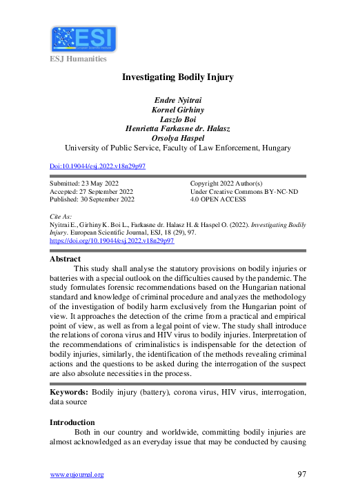 (PDF) Investigating Bodily Injury