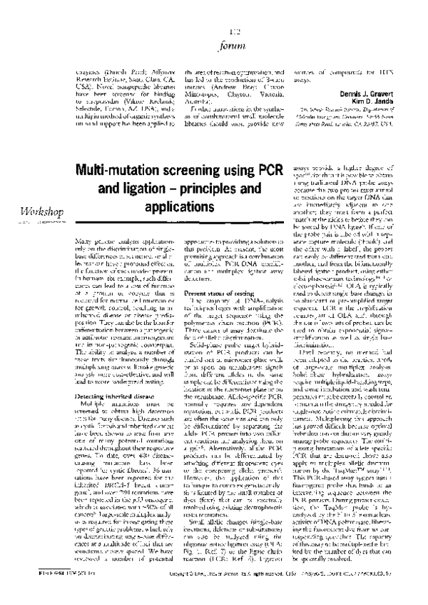 (PDF) Multi-mutation screening using PCR and ligation — principles and applications