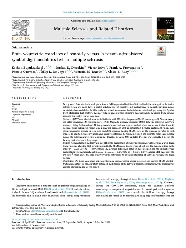 (PDF) Brain volumetric correlates of remotely versus in-person ...