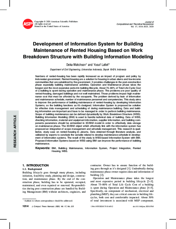 (PDF) Development of Information System for Building Maintenance of ...