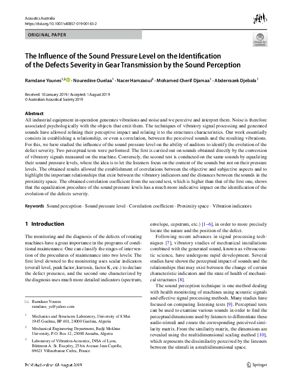 (PDF) The Influence of the Sound Pressure Level on the Identification ...