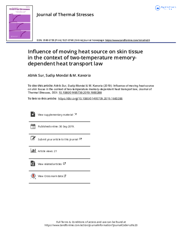 (PDF) Influence of moving heat source on skin tissue in the context of ...