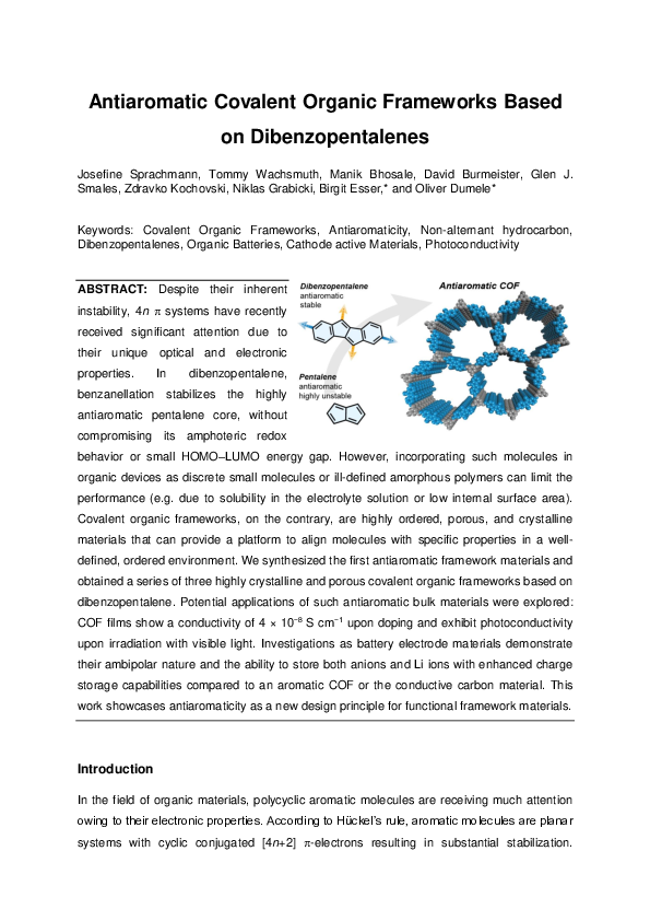(PDF) Antiaromatic Covalent Organic Frameworks Based on Dibenzopentalenes