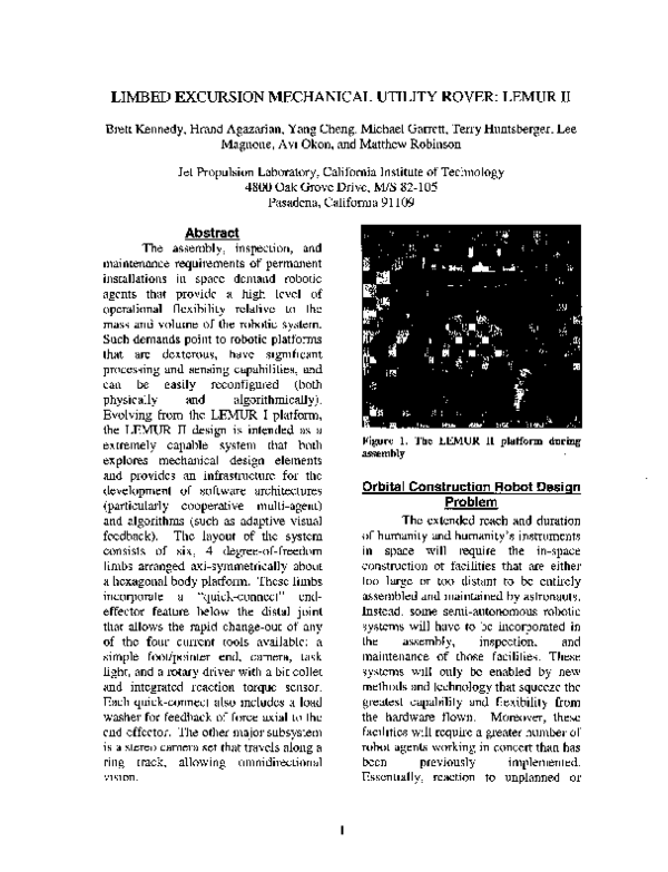 (PDF) Limbed Excursion Mechanical Utility Rover: LEMUR II