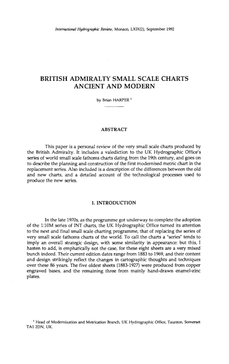 (PDF) British Admiralty Small Scale Charts, Ancient and Modern