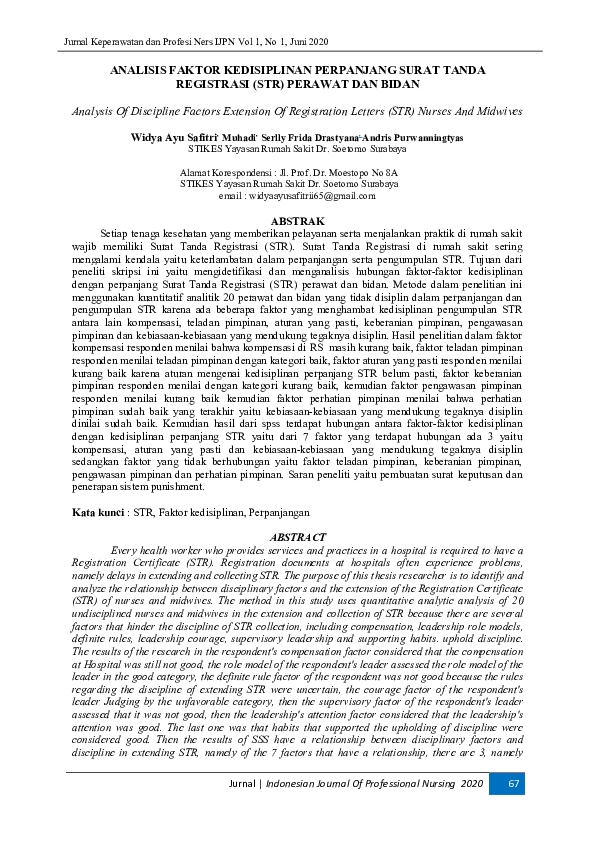 (PDF) Analisis Faktor Kedisiplinan Perpanjang Surat Tanda Registrasi ...