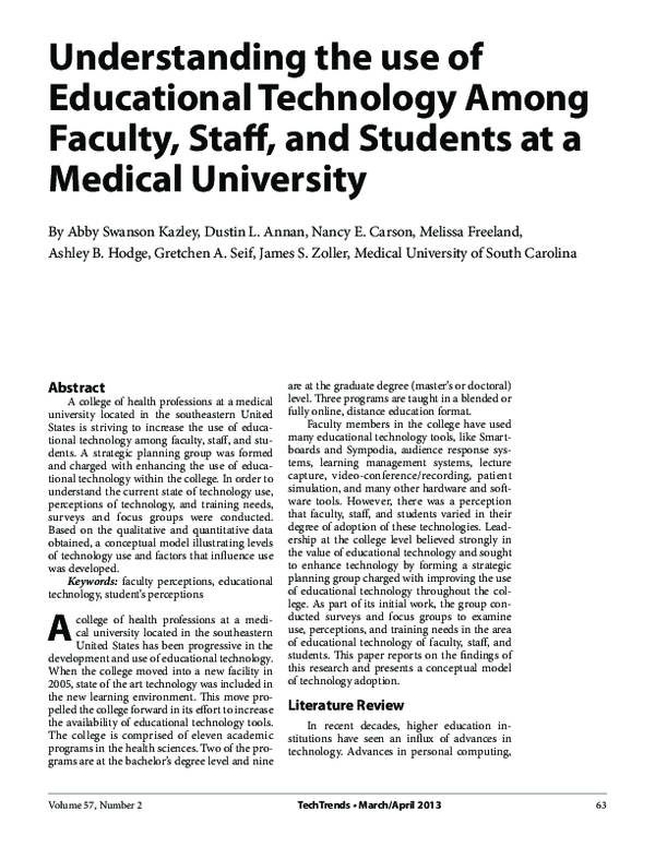 (PDF) Understanding the use of Educational Technology Among Faculty, Staff, and Students at a ...