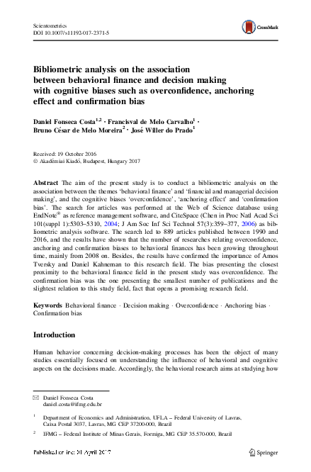 (PDF) Bibliometric analysis on the association between behavioral ...